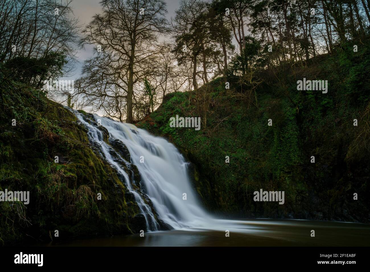 Stichill Linn, waterfall on the Eden Water river at Stitchill, Scottish ...