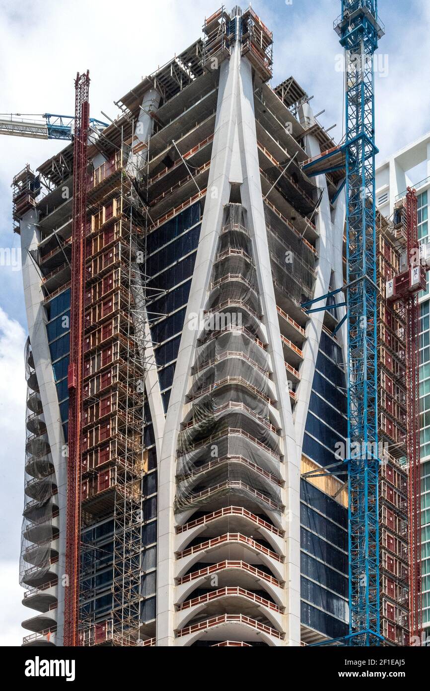 Construction site of skyscraper building, Miami, Florida, USA Stock ...
