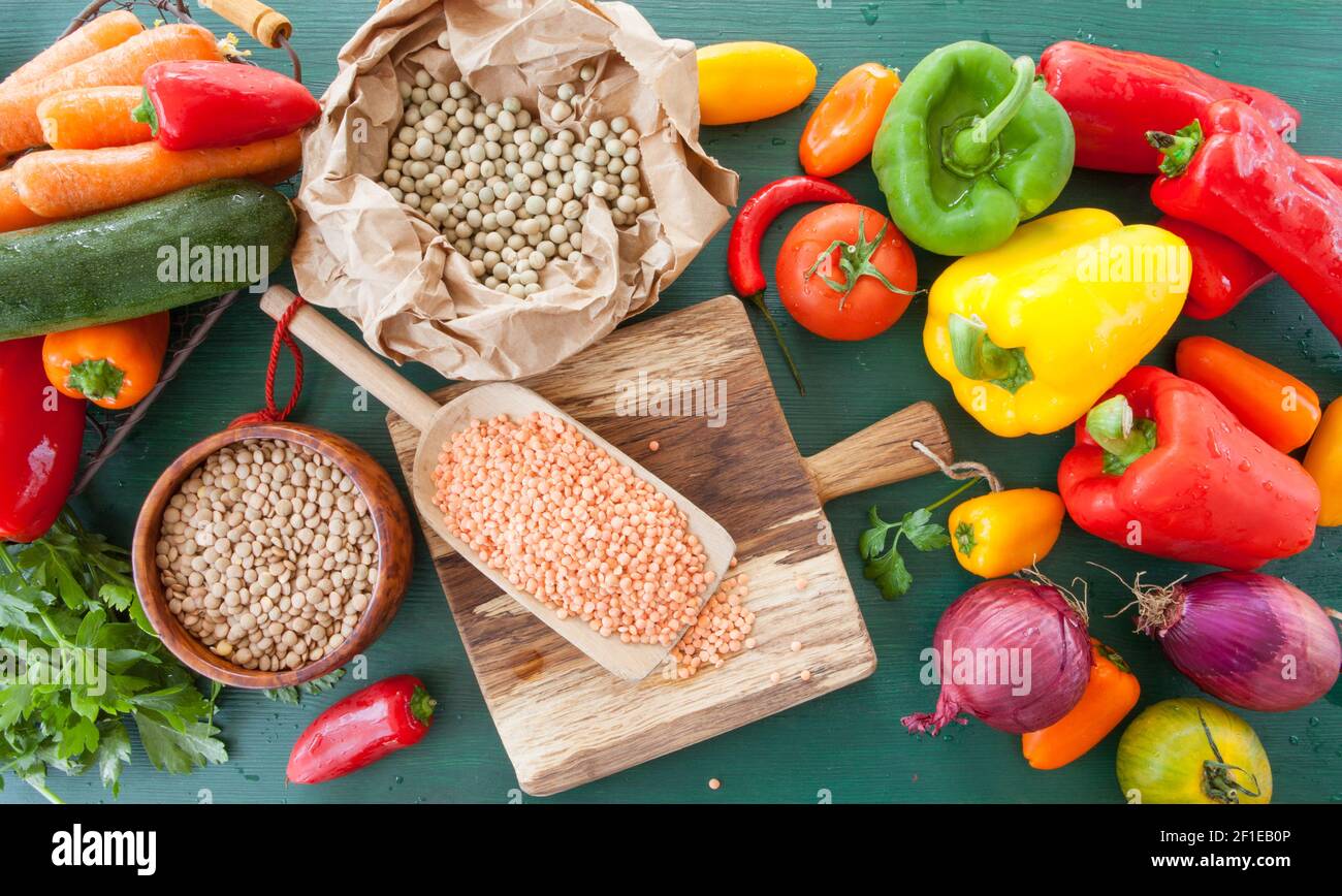 Fresh vegetables and legumes Stock Photo - Alamy