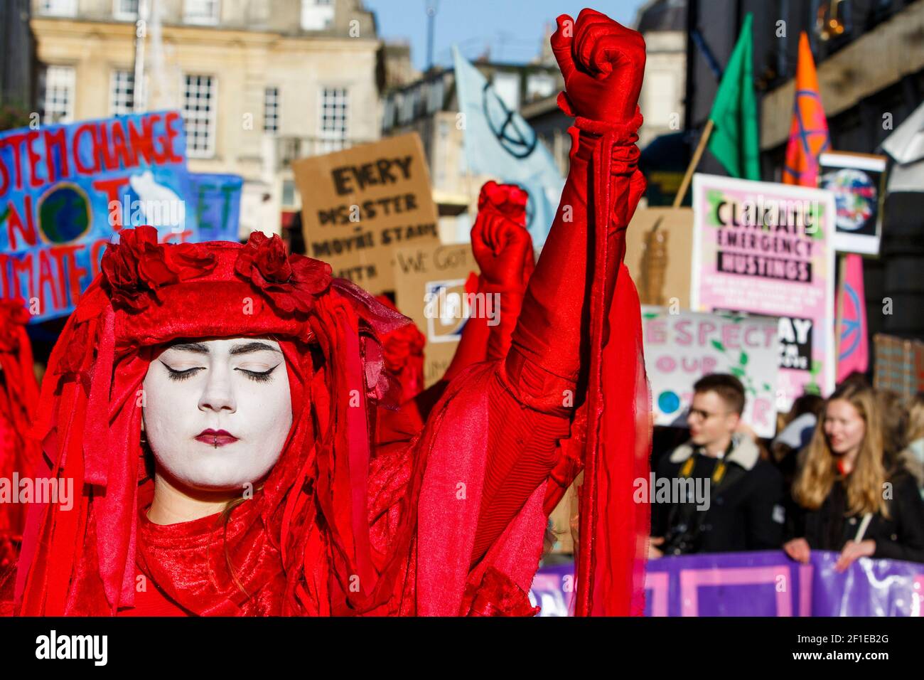 Extinction Rebellion Red Brigade protesters are pictured in Bath as ...