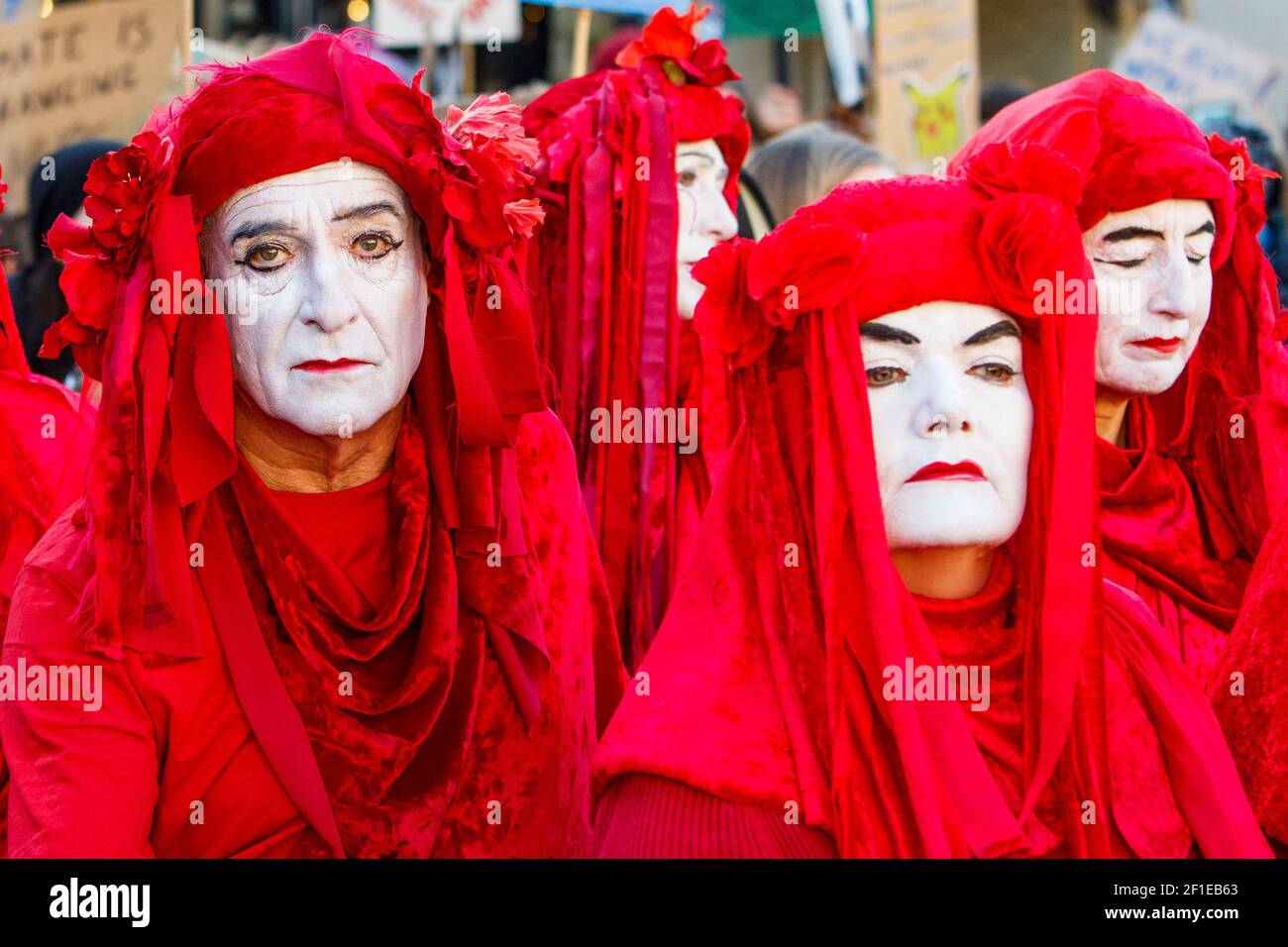 Extinction Rebellion Red Brigade protesters are pictured in Bath as ...