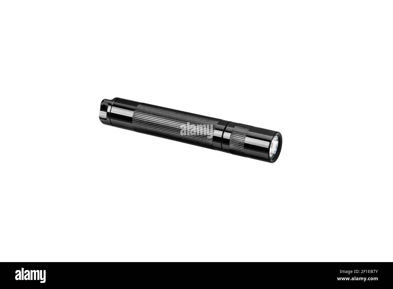 modern black metal flashlight isolated on white background Stock Photo ...