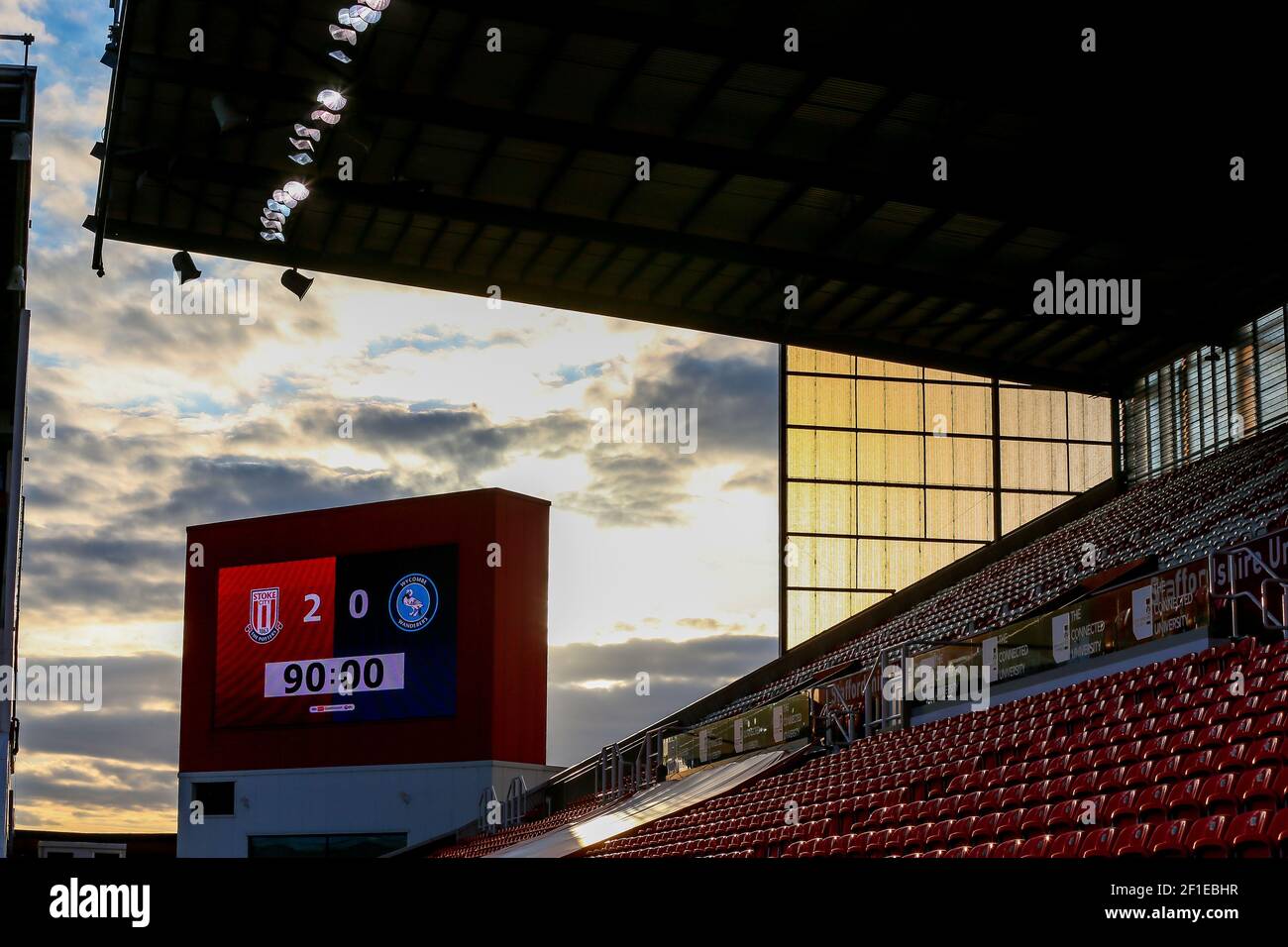 The scoreboard displays the final score after the match hi-res stock ...