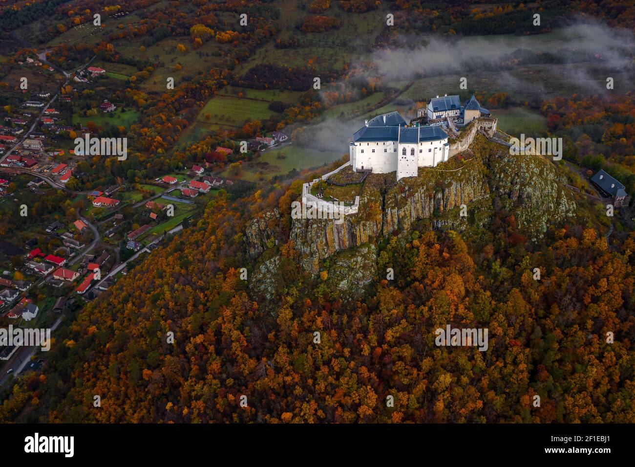 Fuzer, Hungary - Aerial view of the beautiful Castle of Fuzer on a ...