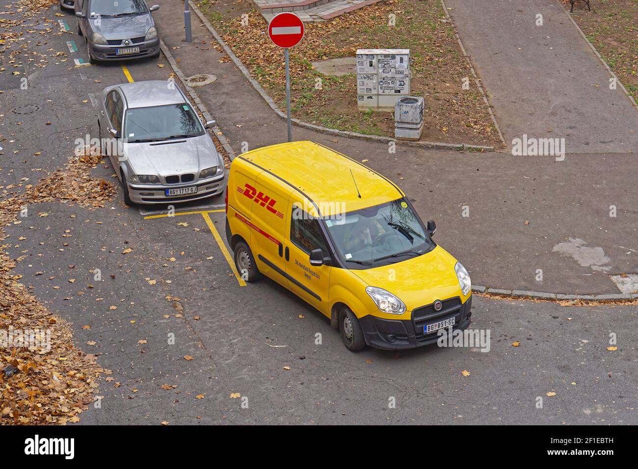 Belgrade, Serbia - December 3, 2020: DHL delivery van at street in city ...