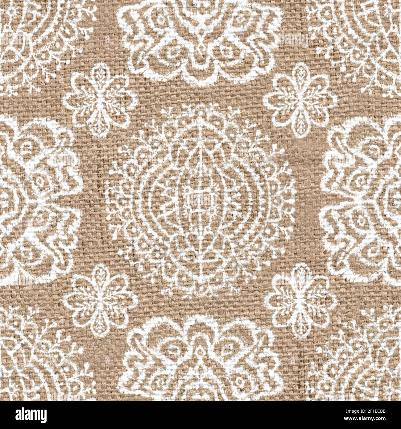 Seamless burlap with white paint pattern overlay Stock Photo - Alamy