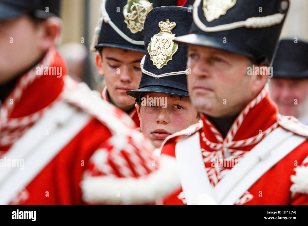 The re-enactment group,His Majesty's 33rd Regiment of Foot are pictured ...