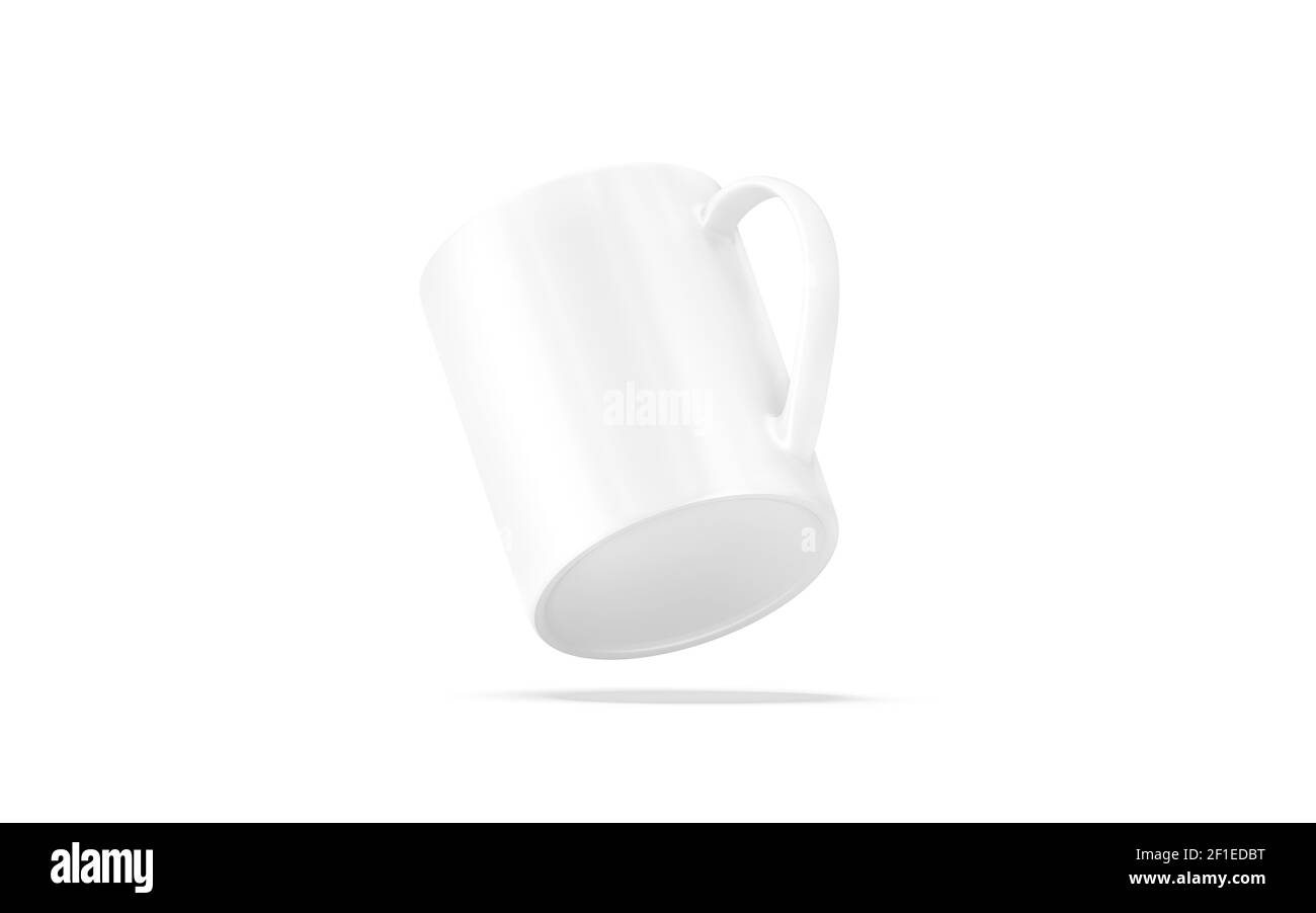 Blank white ceramic 11oz mug with handle mockup, no gravity, 3d ...