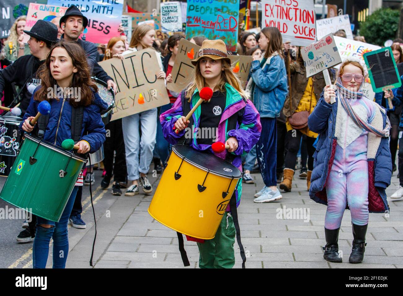 Bristol college student protesters and school children are pictured ...