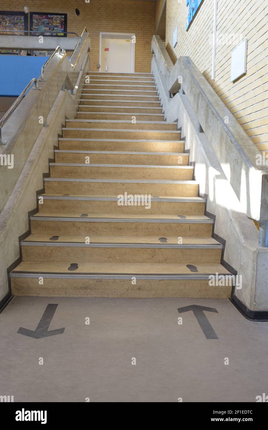 Dirty stairs at a school with marks the floor Stock Photo - Alamy
