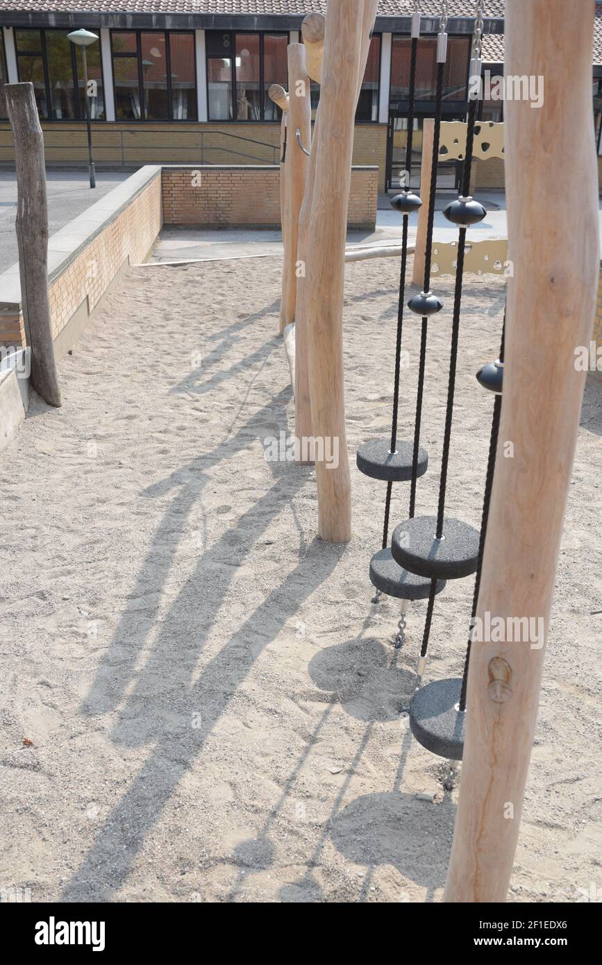 Fun obstacle course at a empty playground at a school Stock Photo - Alamy
