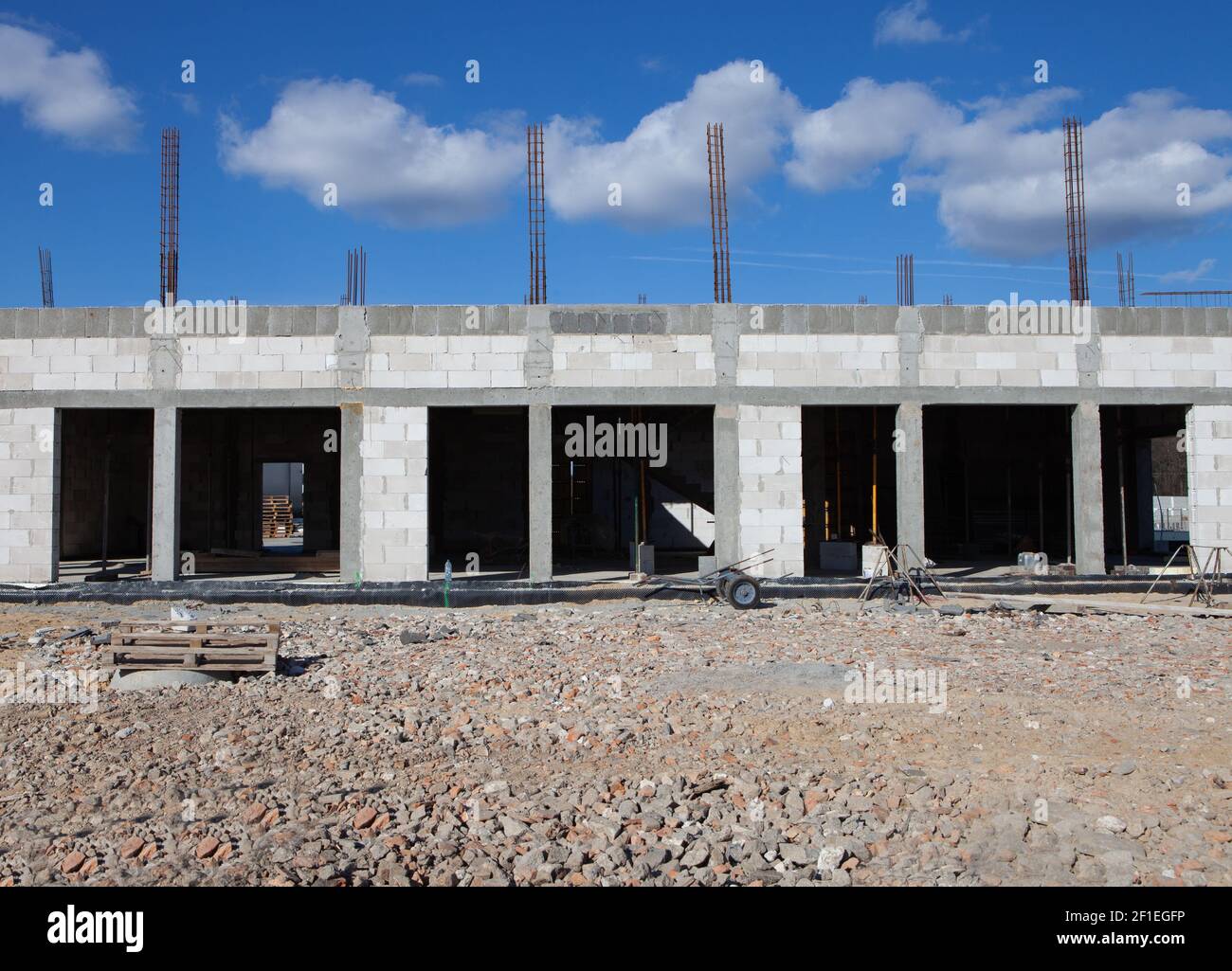 Construction of a building, construction site. Nice sky Stock Photo - Alamy