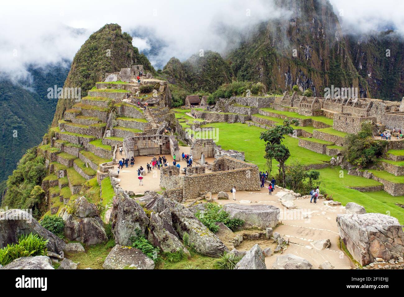 Machu Picchu, panoramic view of peruvian incan town, unesco world ...
