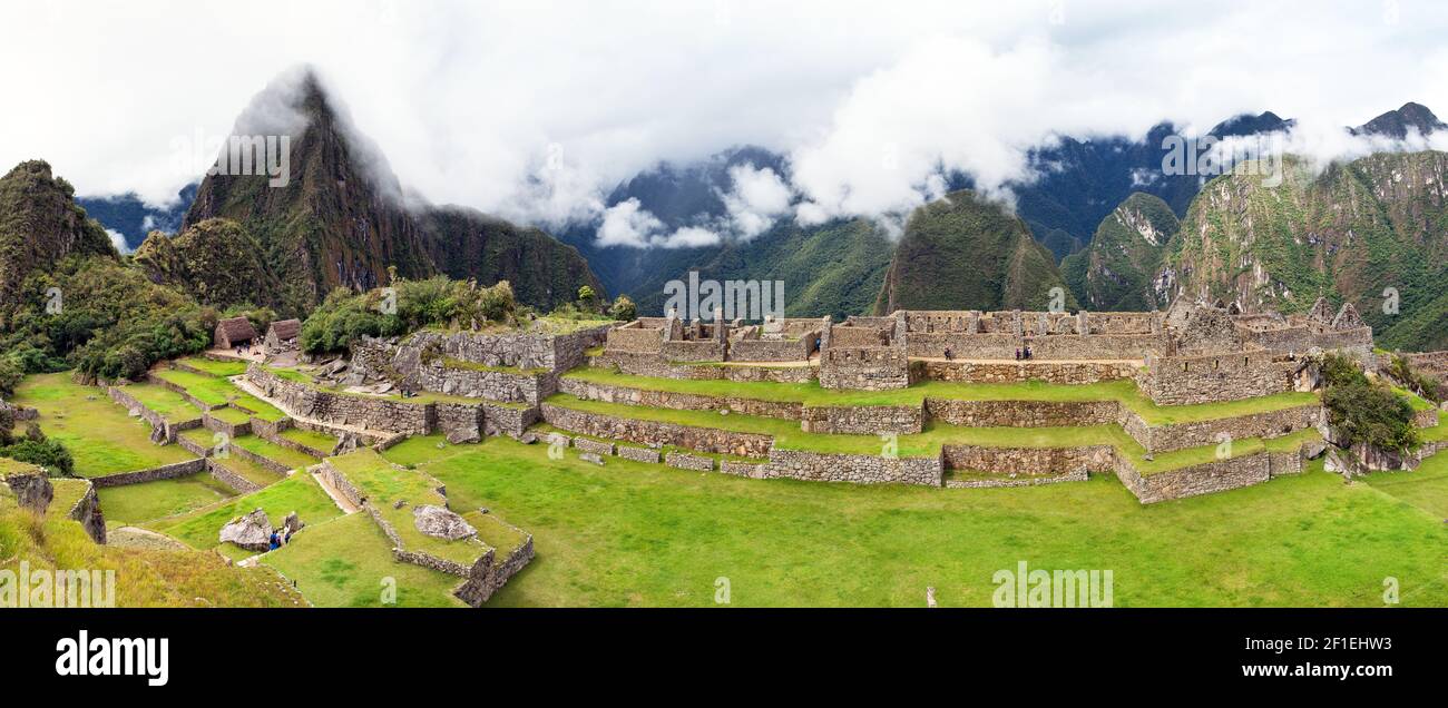 Machu Picchu, panoramic view of peruvian incan town, unesco world ...