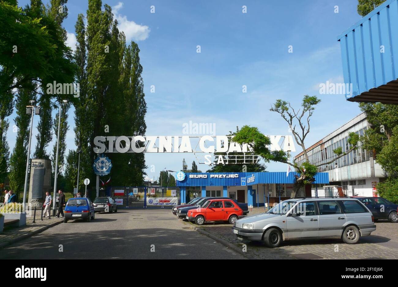Factory gate to the former Lenin Shipyard in Gdańsk in Poland Stock ...