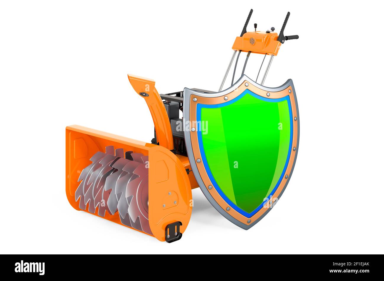 Snow blower machine with shield, 3D rendering isolated on white ...