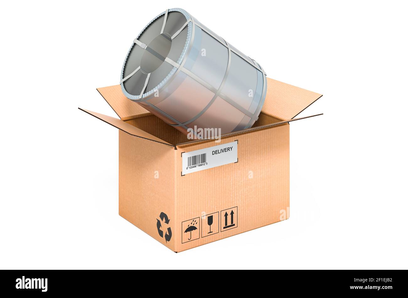 Roll of steel sheet, stainless steel coil inside cardboard box ...