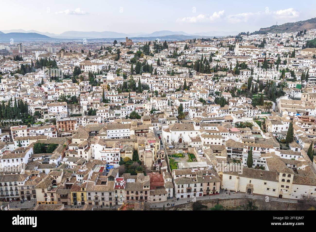 Albaicin is an old Muslim quarter of Granada seen from Alhambra Palace ...