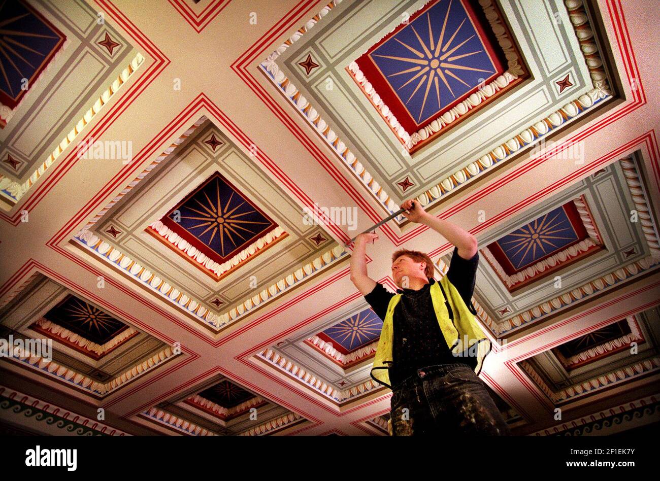 Geoffrey Barnwell paints ceiling at British Museum May 2000Geoffrey ...