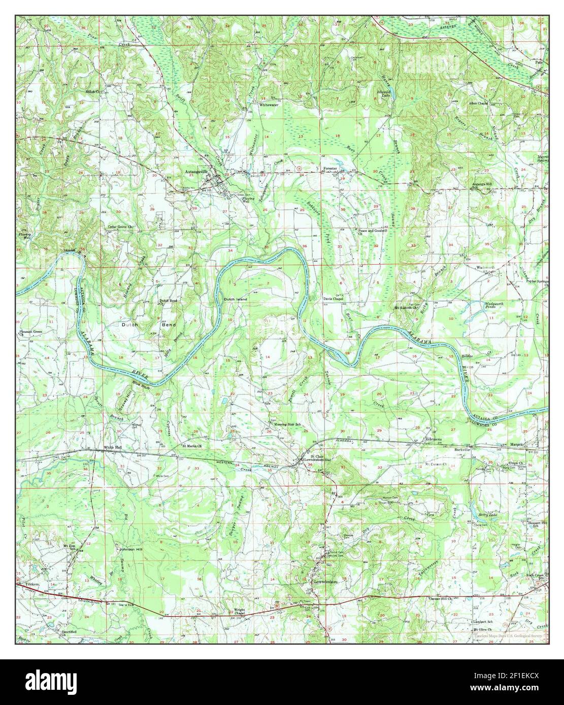 Autaugaville, Alabama, map 1957, 1:62500, United States of America by ...