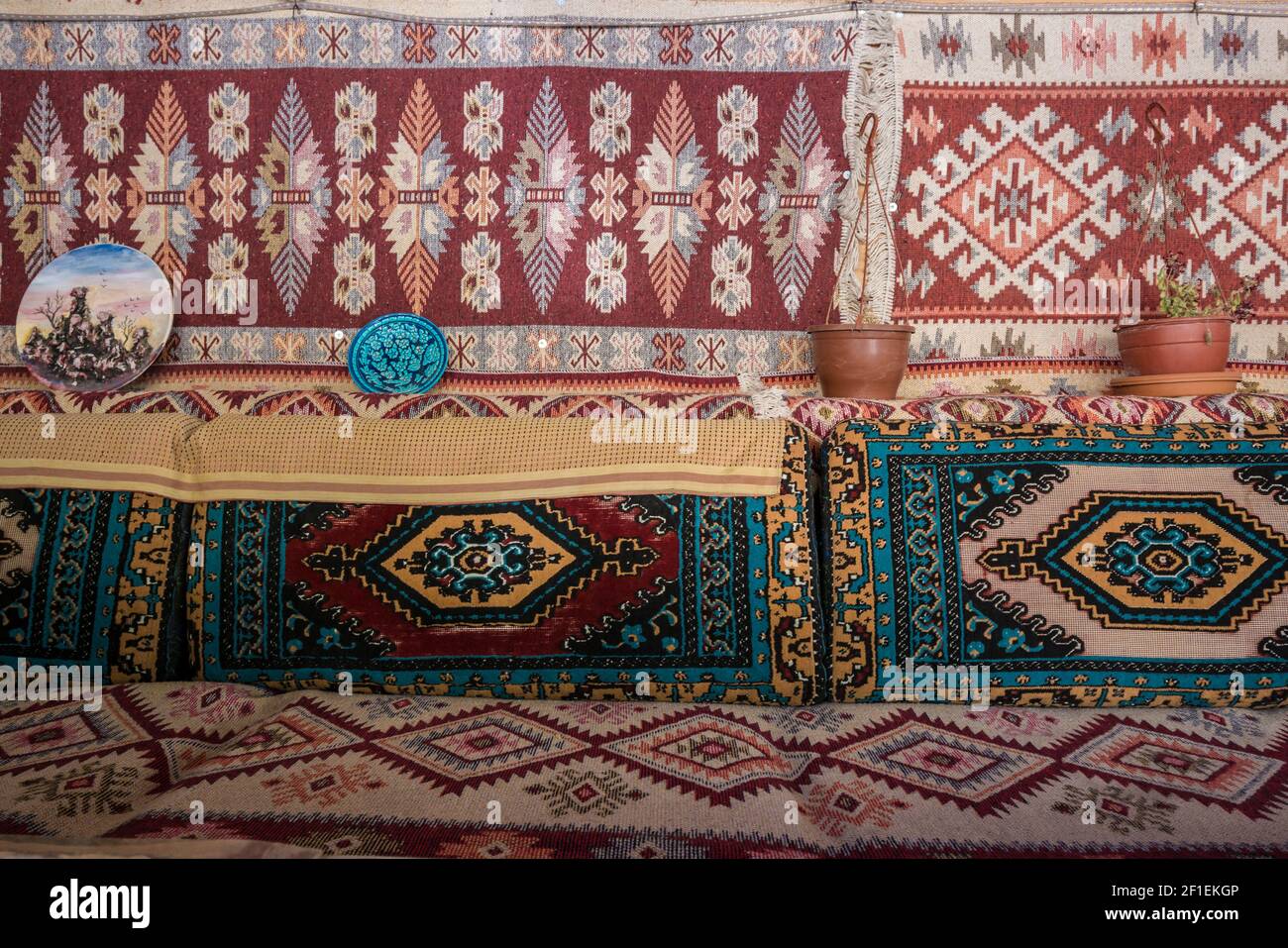 Traditional seating in Cappadocia, Turkey Stock Photo - Alamy