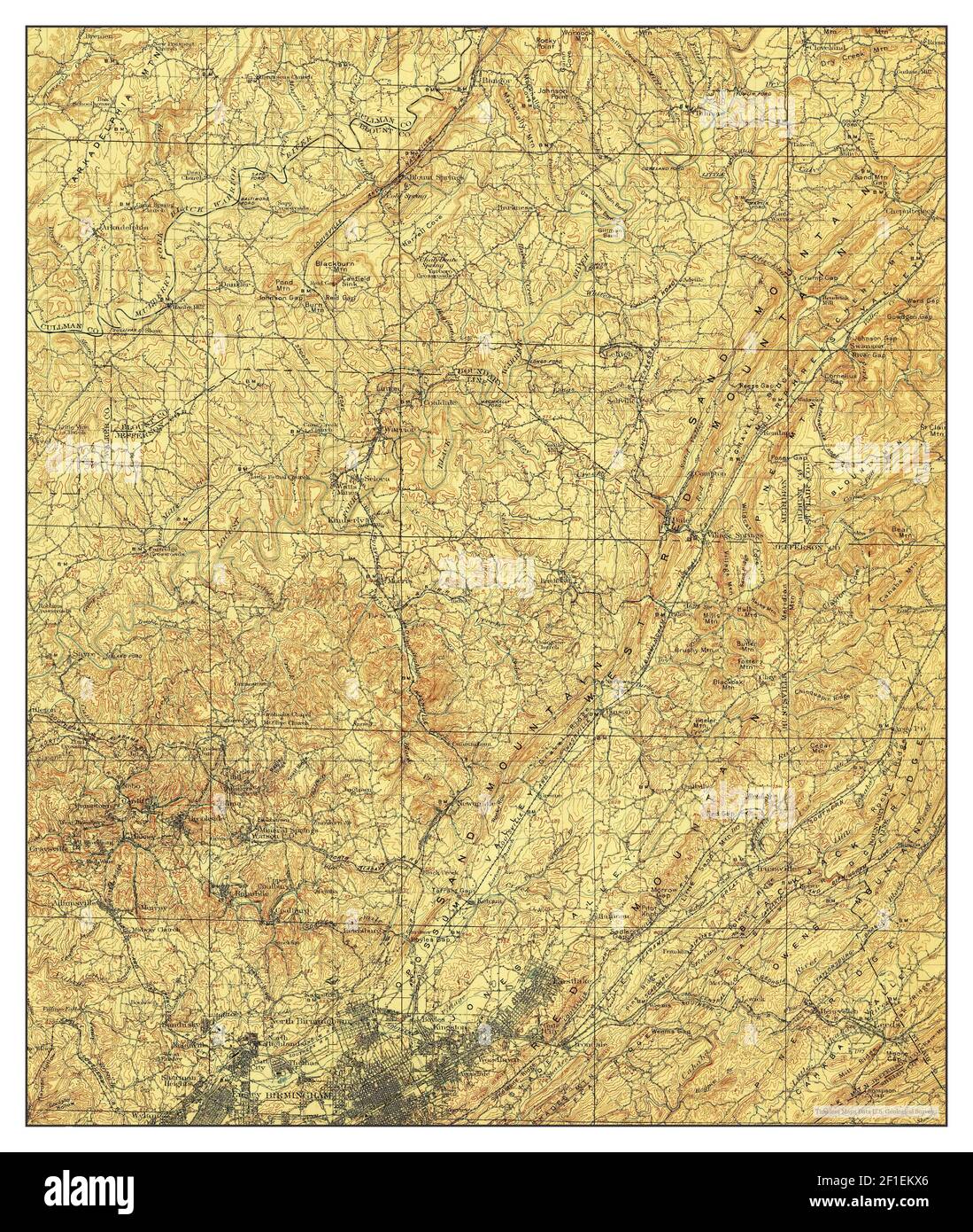 Birmingham, Alabama, map 1907, 1:125000, United States of America by ...