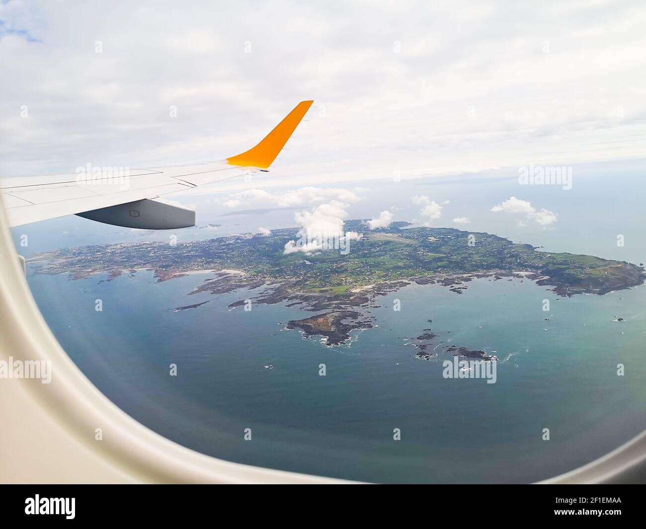 A aerial view of Guernsey taken from an Aurigny aeroplane. Photo credit ...