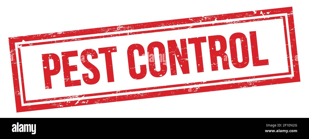 PEST CONTROL text on red grungy vintage rectangle stamp Stock Photo - Alamy