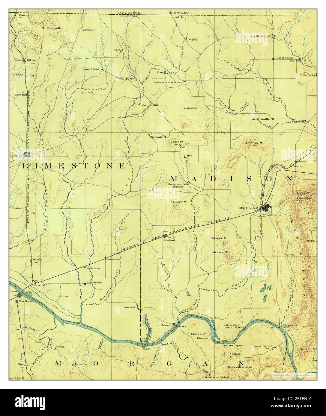 Vintage map of huntsville Cut Out Stock Images & Pictures - Alamy
