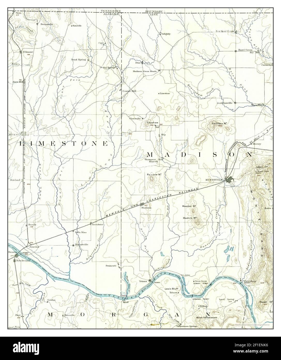 Huntsville, Alabama, map 1892, 1:125000, United States of America by ...