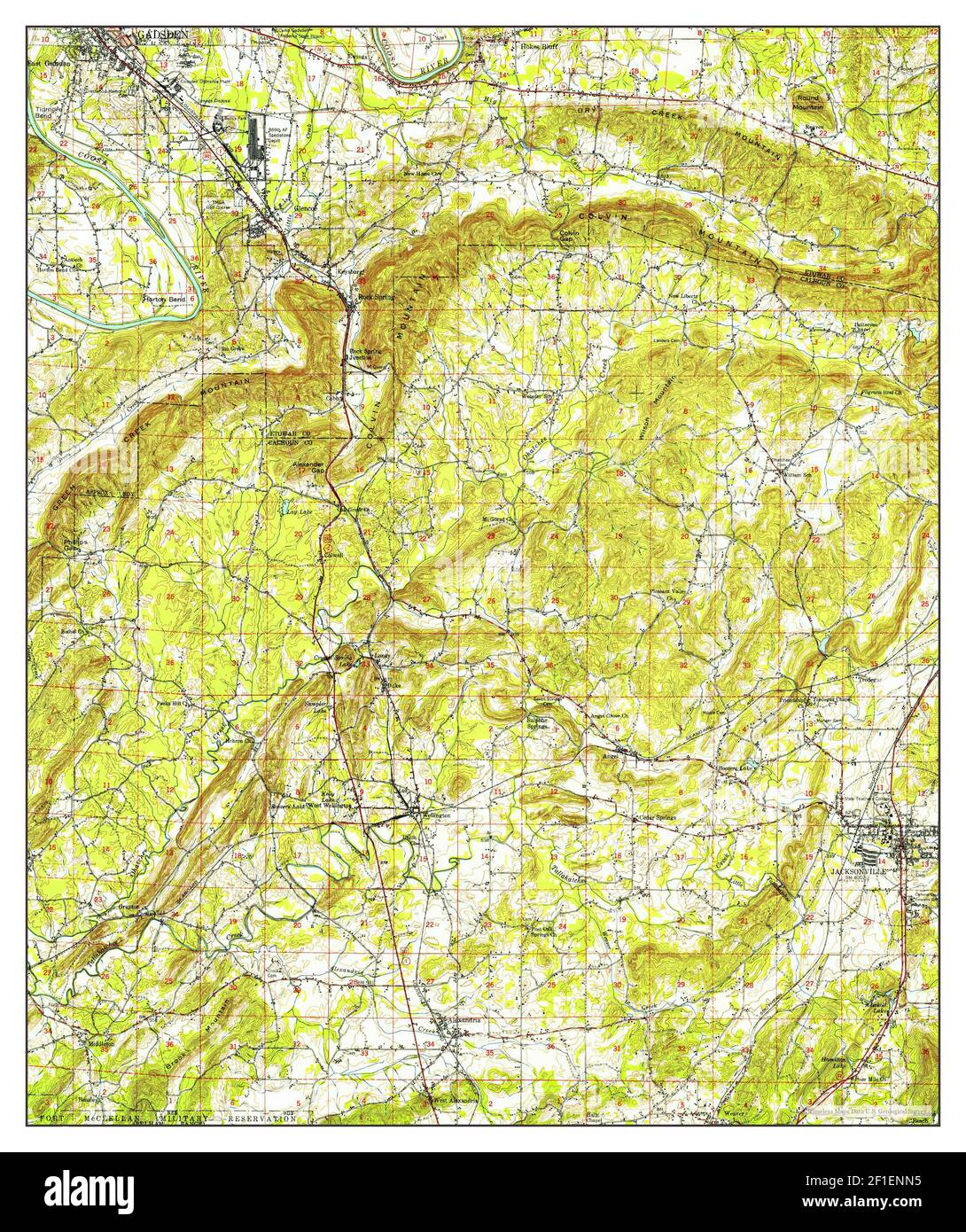 Jacksonville, Alabama, map 1947, 1:62500, United States of America by ...