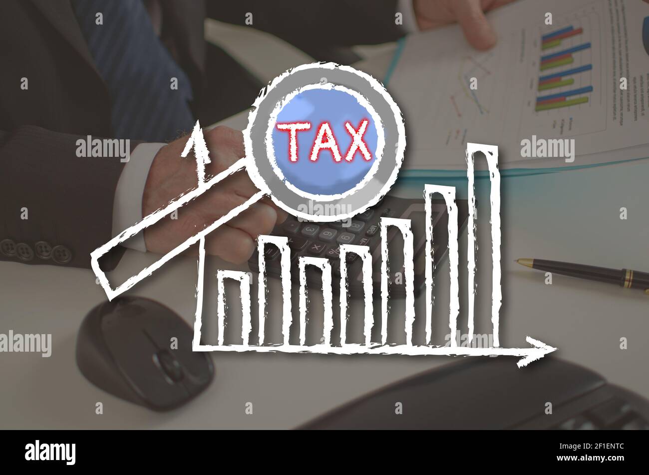 Tax analysis concept illustrated by a picture on background Stock Photo ...