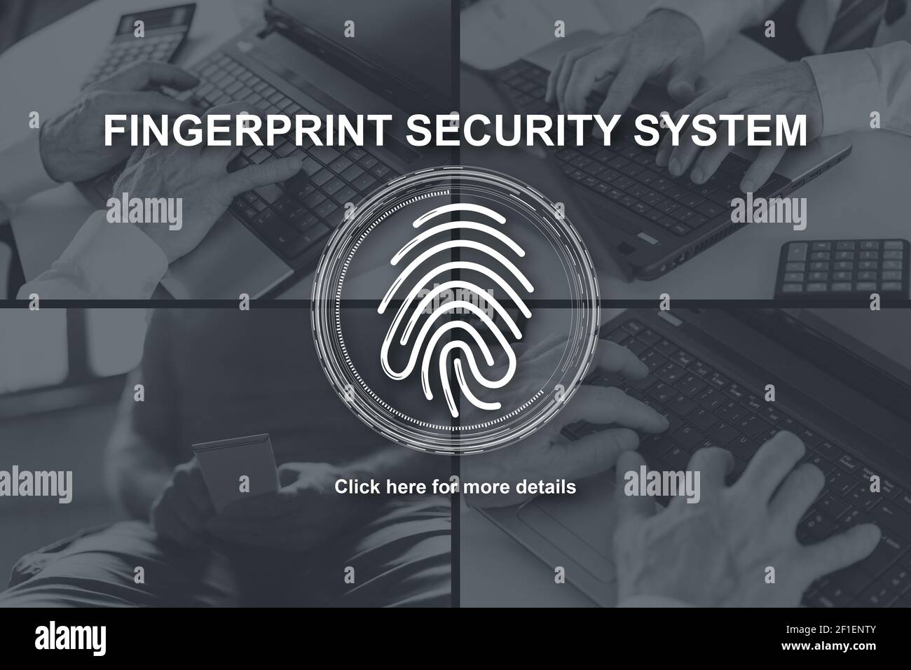 Fingerprint security system concept illustrated by pictures on ...