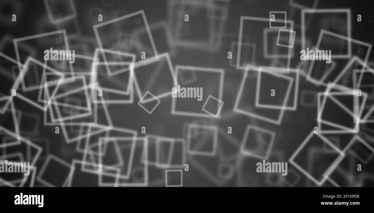 Flying square shapes over grey background Stock Photo - Alamy