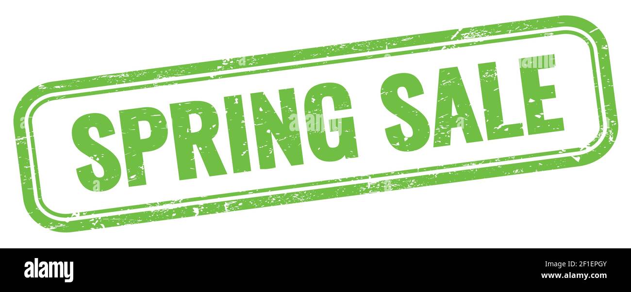 SPRING SALE text on green grungy vintage rectangle stamp Stock Photo ...