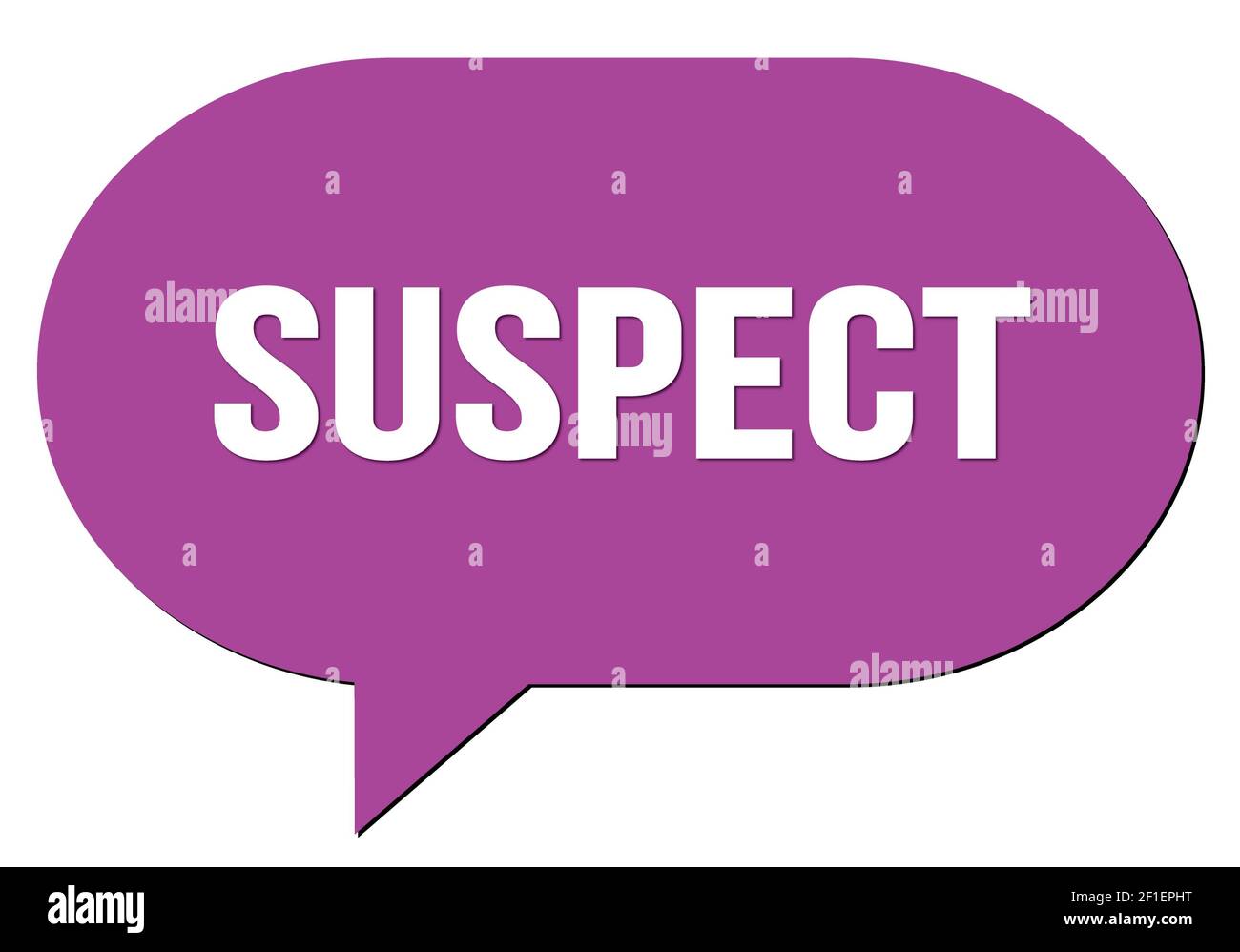 SUSPECT text written in a violet speech bubble stamp Stock Photo - Alamy