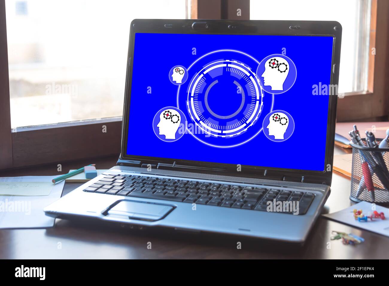 Laptop screen displaying an artificial intelligence concept Stock Photo ...