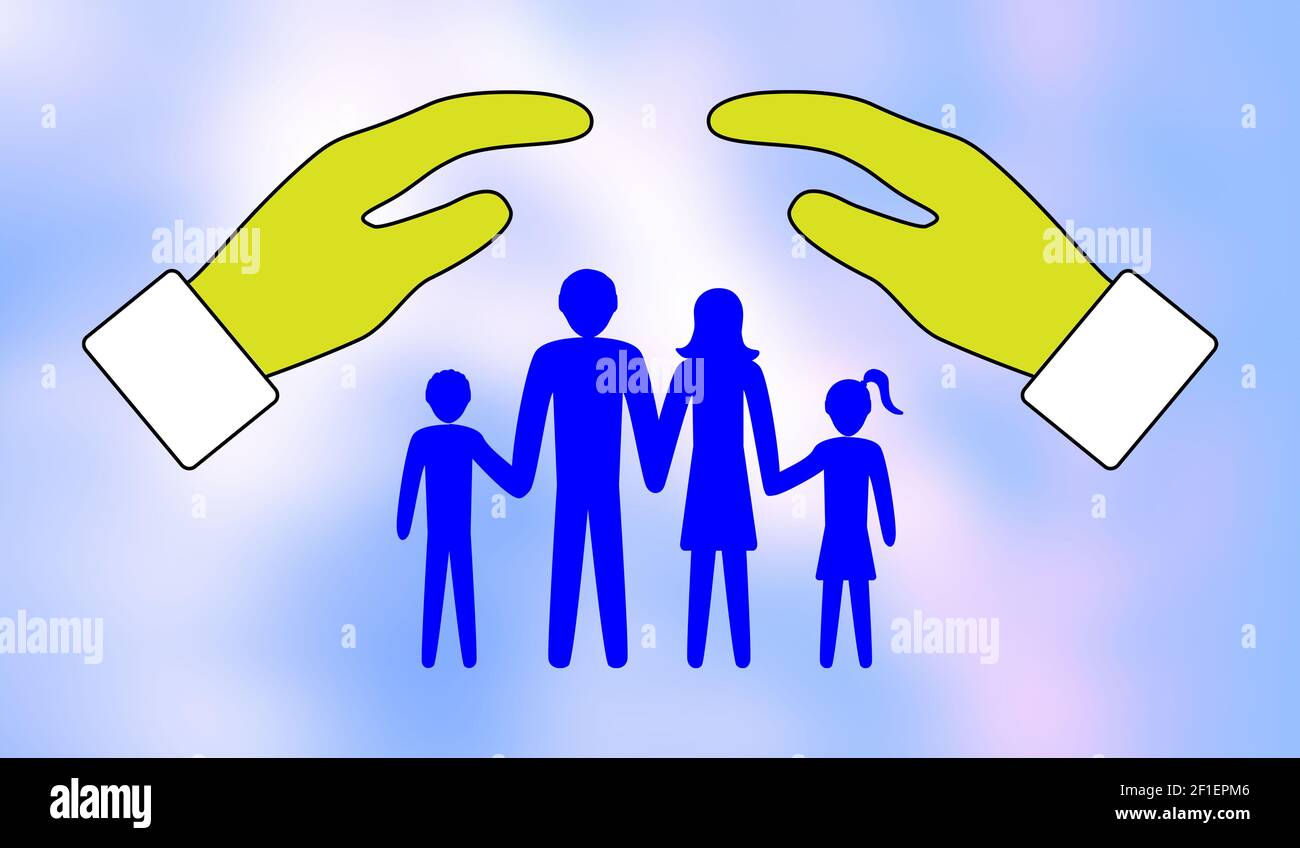 Illustration of a family protection concept Stock Photo - Alamy