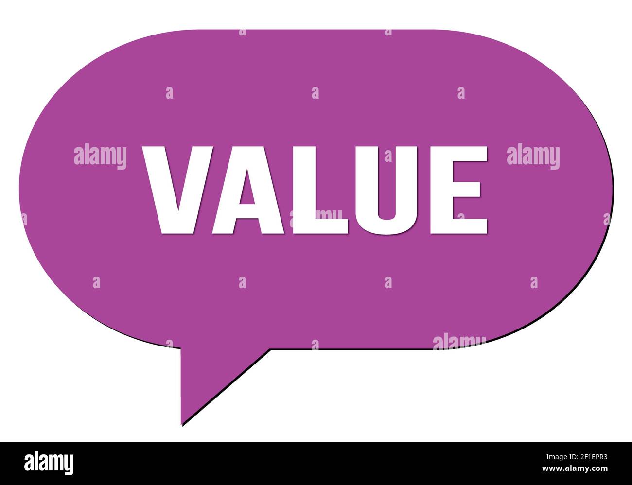 VALUE text written in a violet speech bubble stamp Stock Photo - Alamy