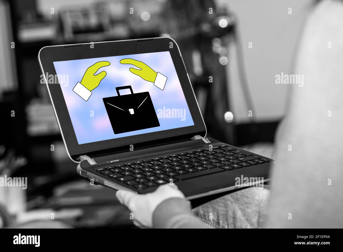 Tablet screen displaying a job loss insurance concept Stock Photo - Alamy