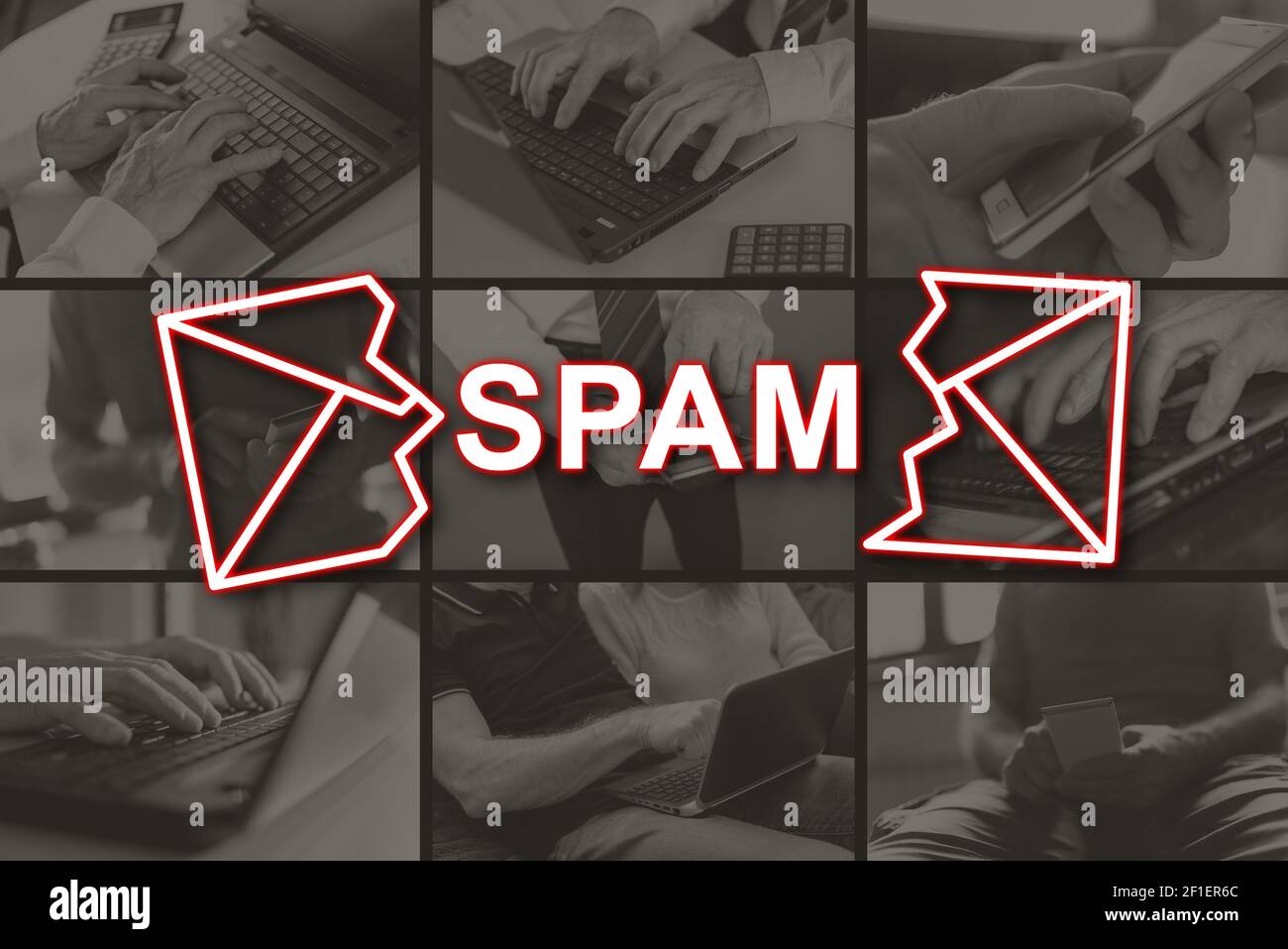 Spam concept illustrated by pictures on background Stock Photo - Alamy