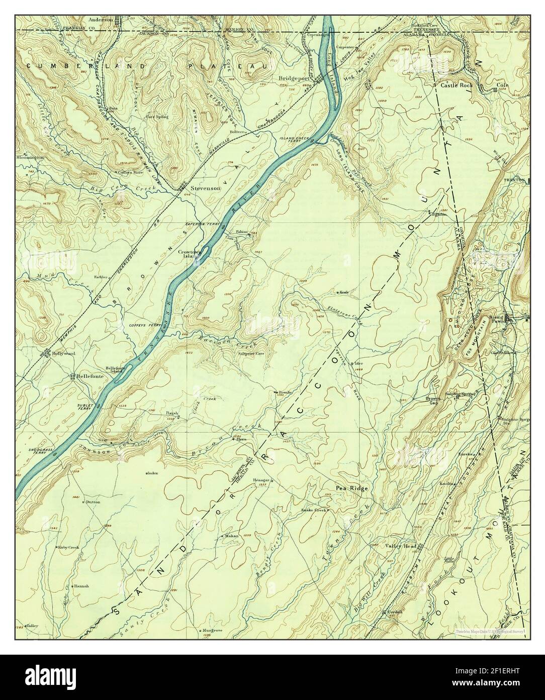 Stevenson, Alabama, map 1895, 1:125000, United States of America by ...