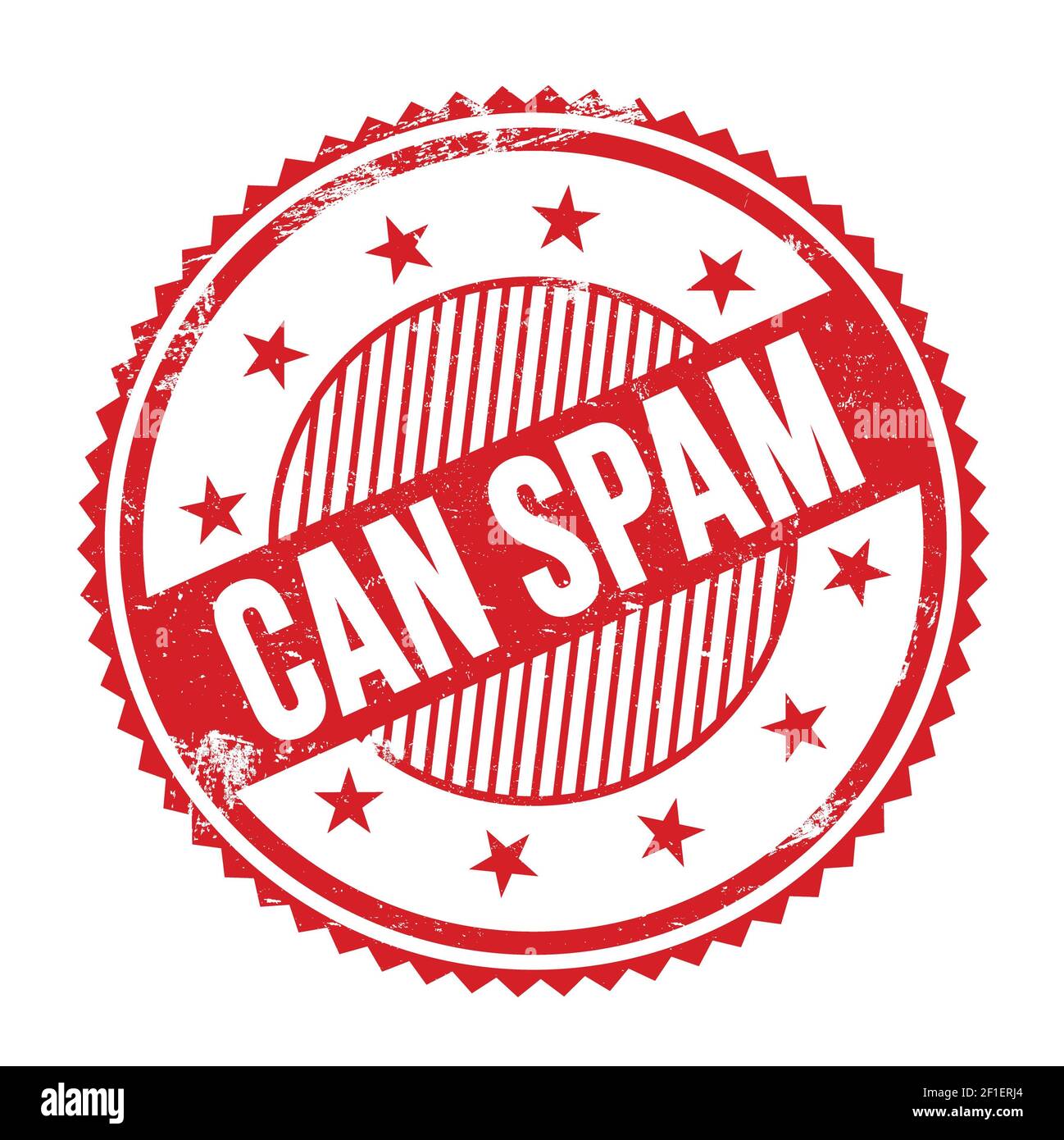 CAN SPAM text written on red grungy zig zag borders round stamp Stock ...