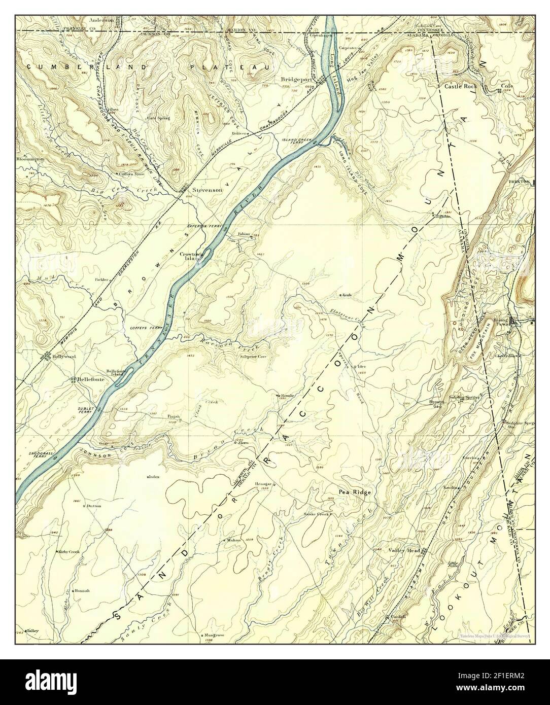Stevenson, Alabama, map 1895, 1:125000, United States of America by ...