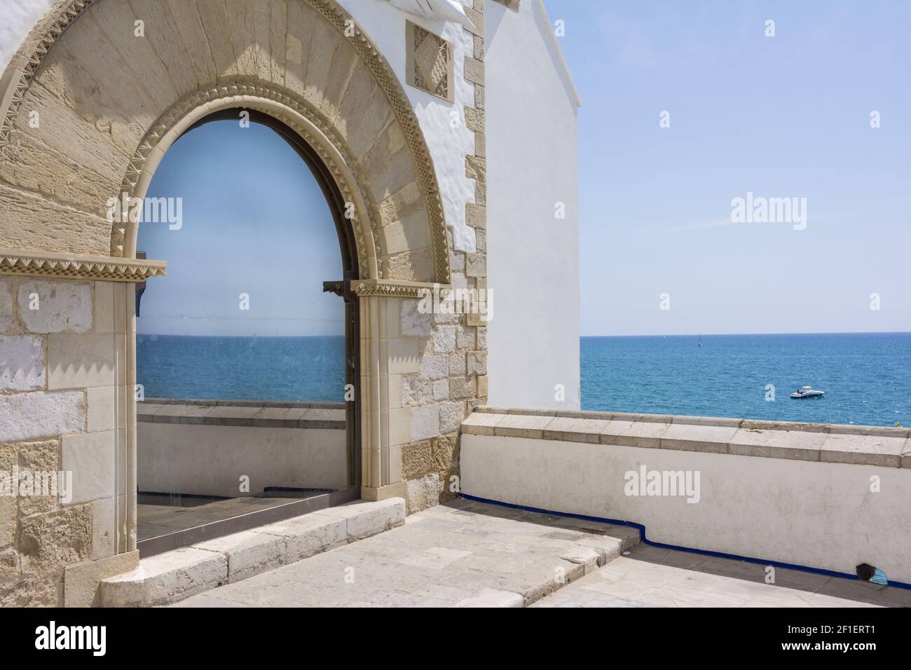 Mediterranean sea reflected in a window Stock Photo - Alamy