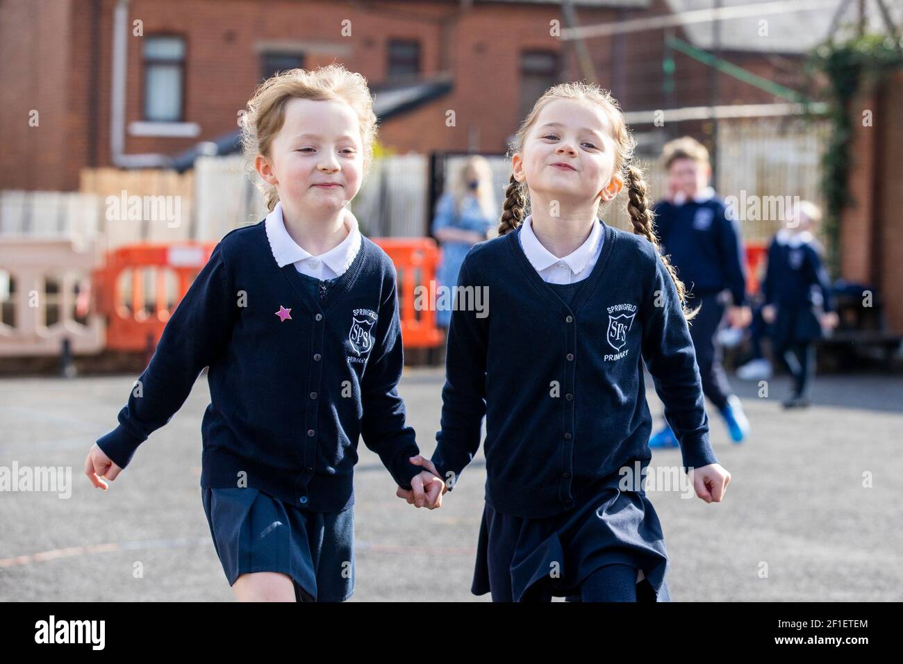 P3 children Tilly Hernon (left) and Amaris McGimpsey playing during ...