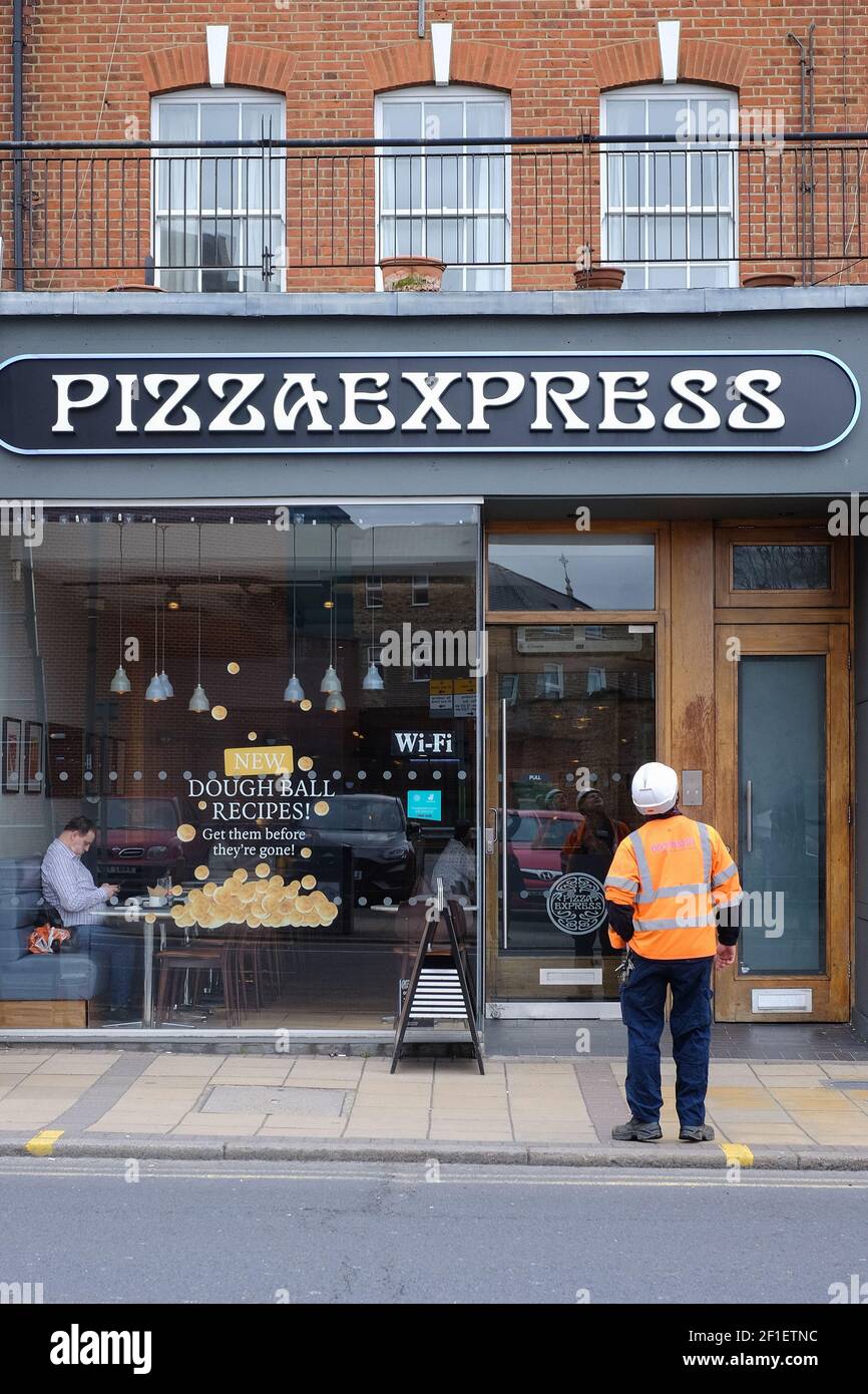 A general view of a branch of Pizza Express in Wimbledon. Photo credit ...