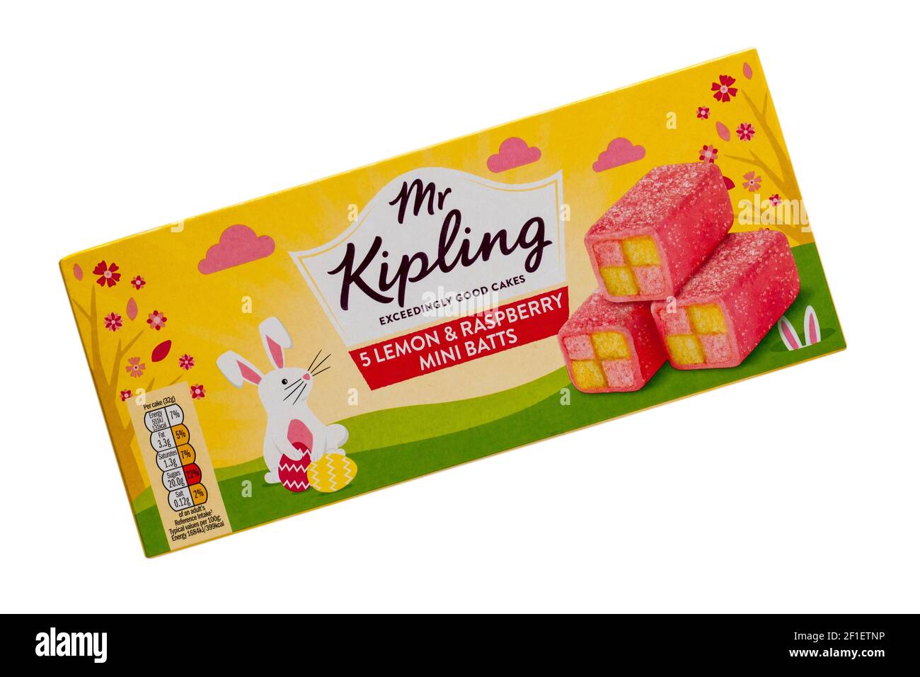Mr Kipling Lemon & Raspberry Mini Batts isolated on white background ...