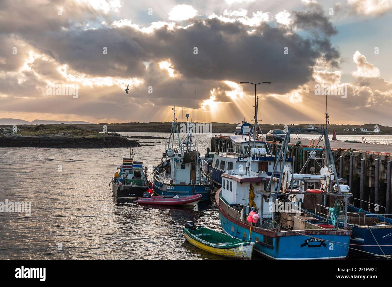 Inshore fishing boats at Burtonport harbour, County Donegal, Ireland ...