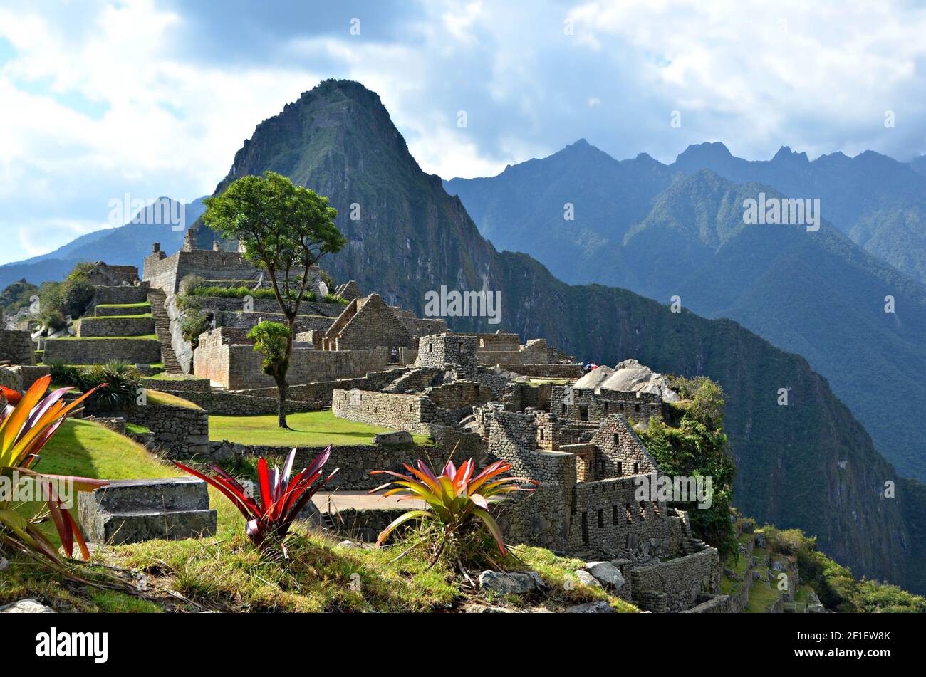 Landscape with panoramic view of Machu Picchu, the 15th-century Inca ...